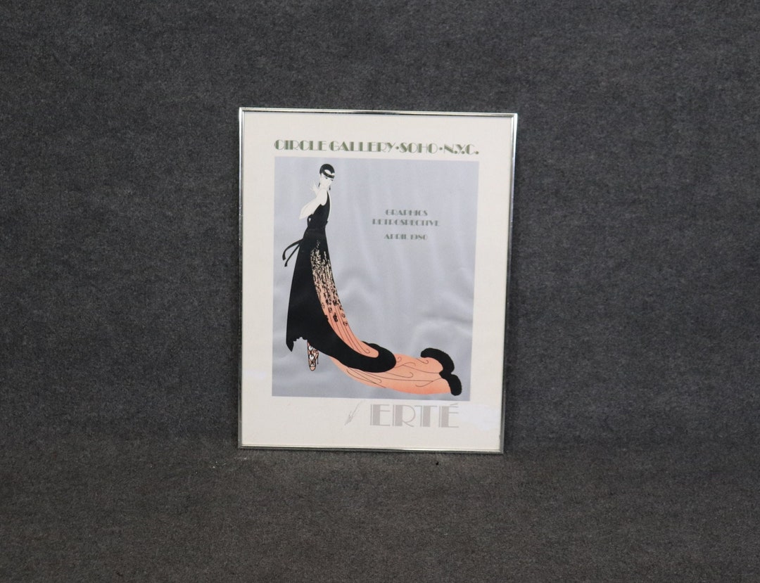 Art Deco Signed Erte 1980 Exhibition Poster Framed, Deco, Vintage ...