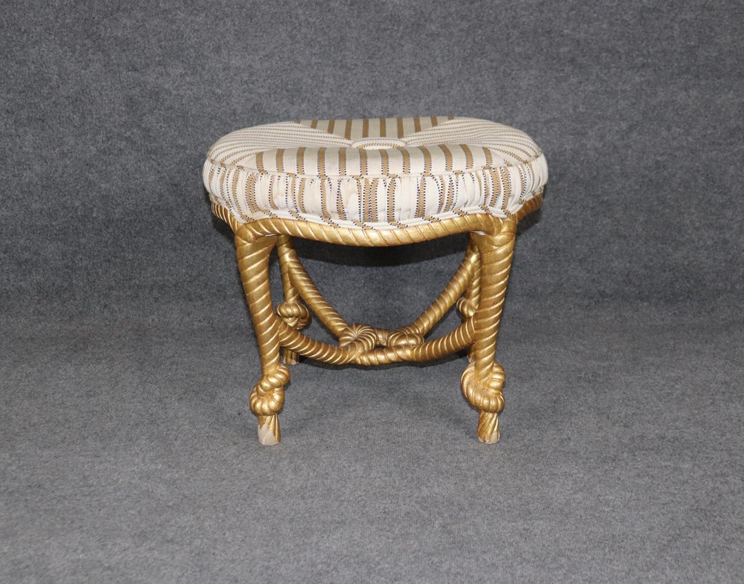 Mid Century Italian Gold Gilt Rope Twist Ottoman Bench - Etsy