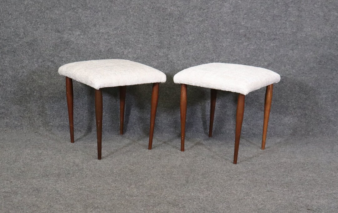 Pair of Mid Century Modern Upholstered Stools Benches MCM - Etsy