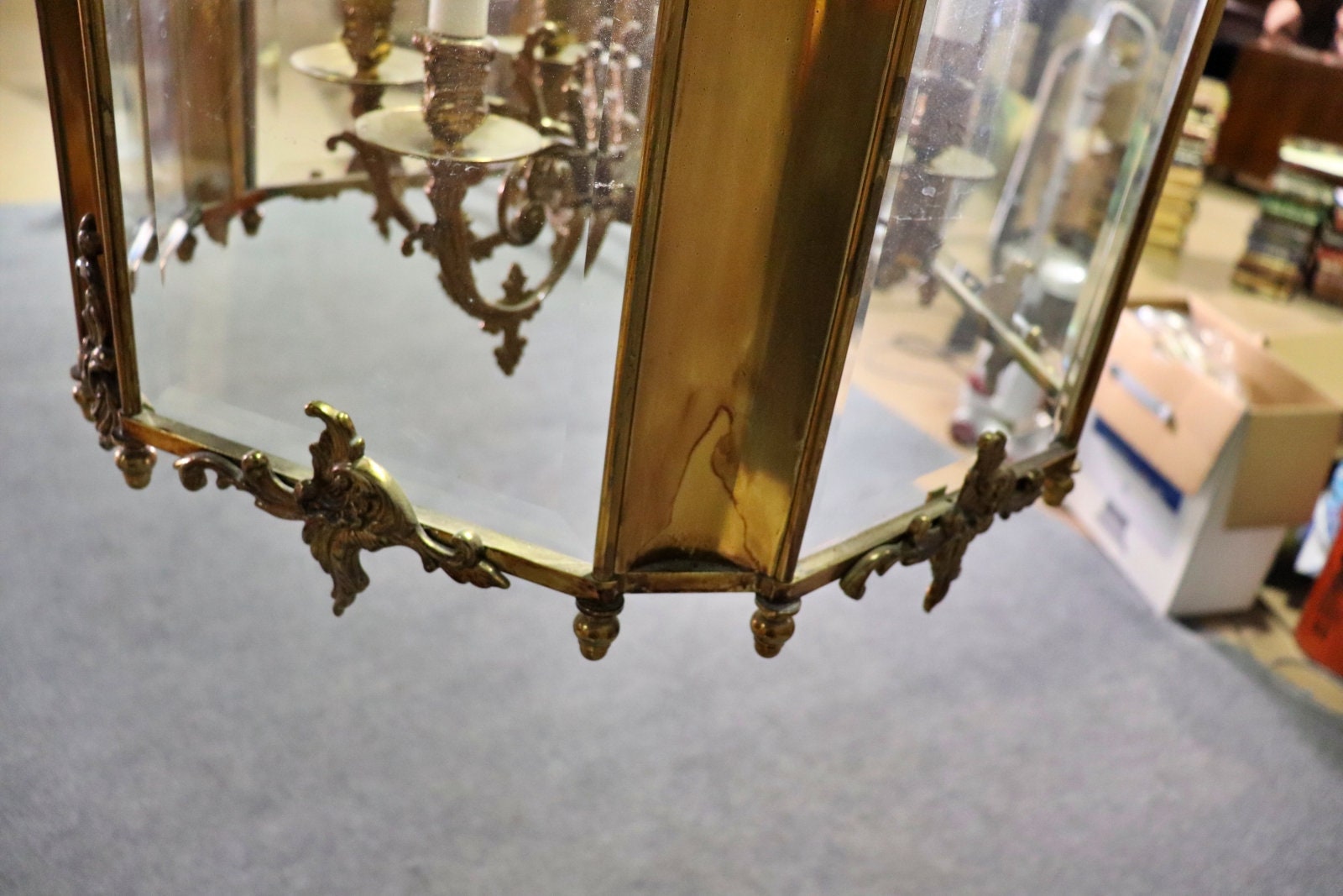 Vintage French Rococo Style Brass Lantern Chandelier, Vintage Decor ...