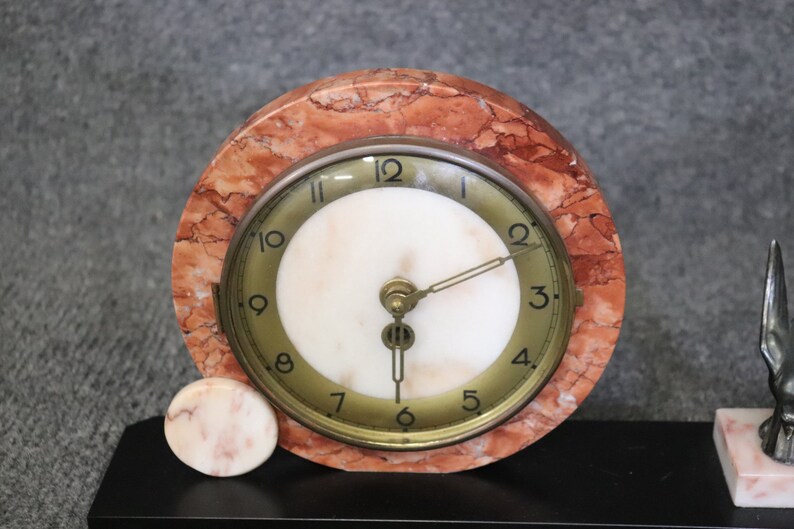 Vintage Art Deco Marble and Alabaster Mantle Clock, MCM, MCM Decor, MCM ...