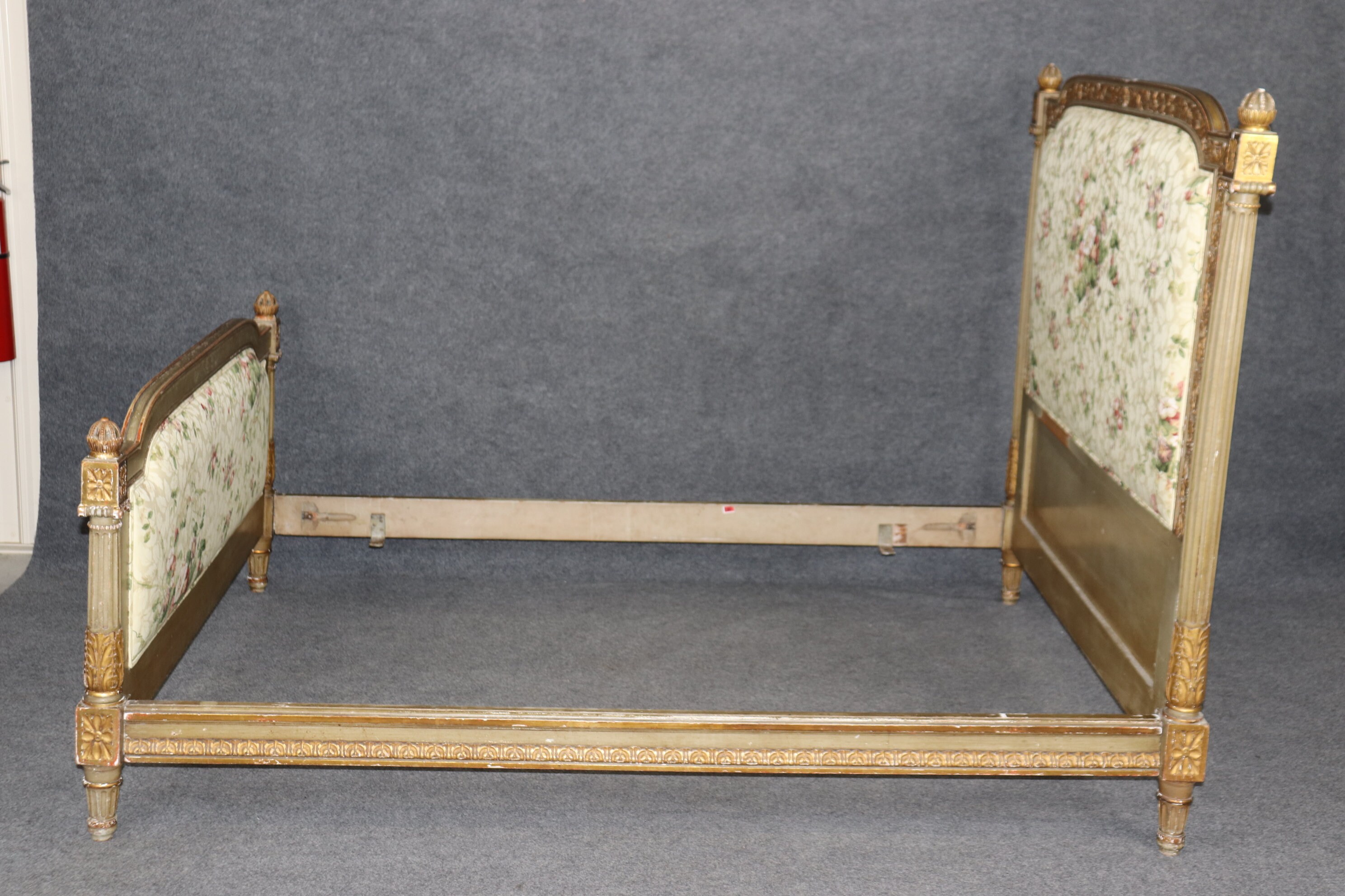 Vintage Louis XVI Style Distressed Paint Decorated and Gilt Full Bed ...