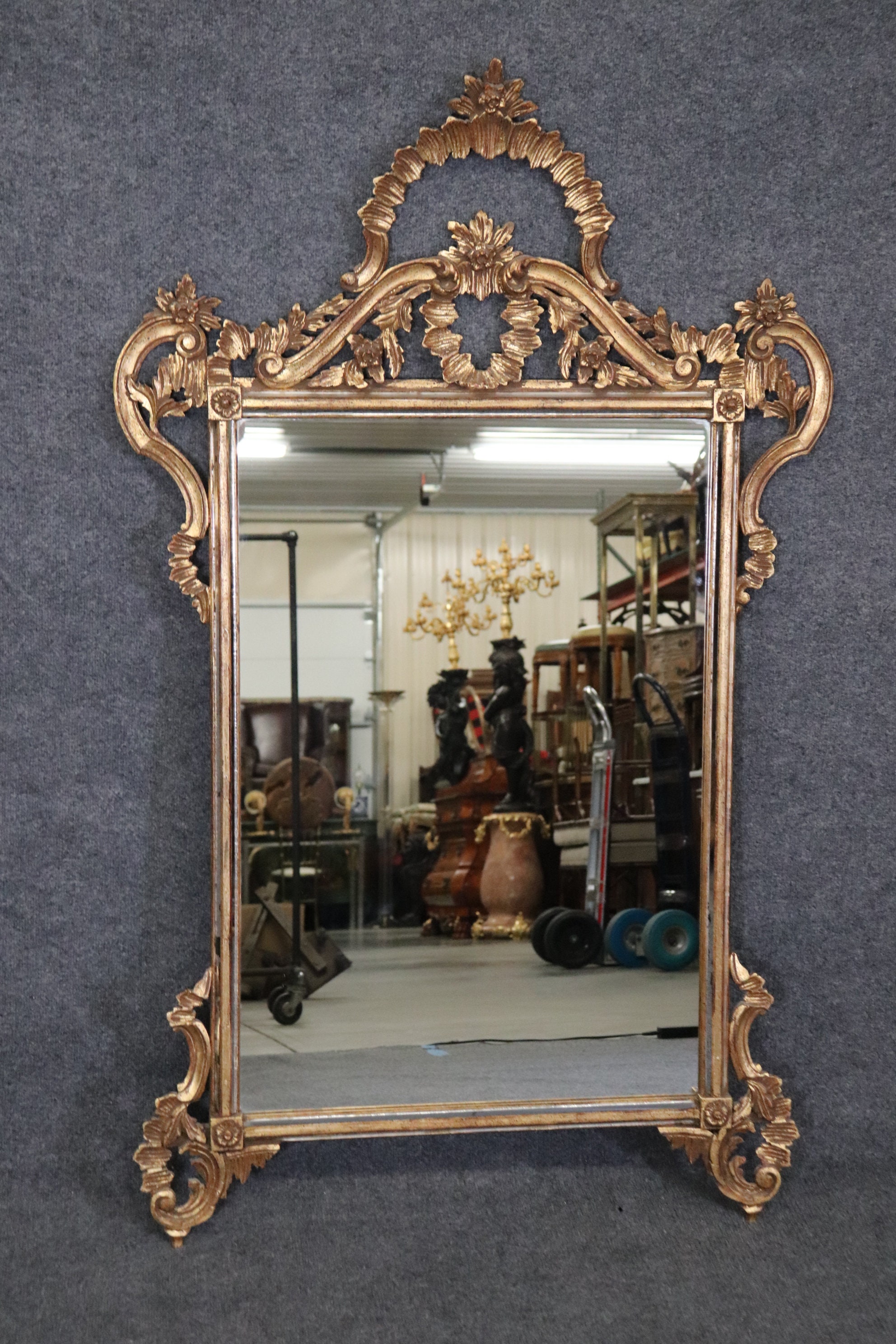Vintage Italian Rococo Style Gold Gilt Hanging Wall Mirror, Vintage ...