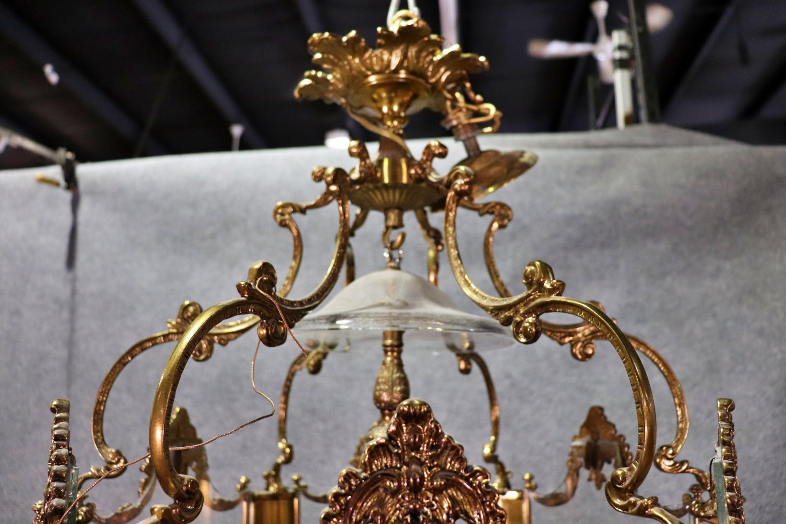 Vintage French Rococo Style Brass Lantern Chandelier, Vintage Decor ...