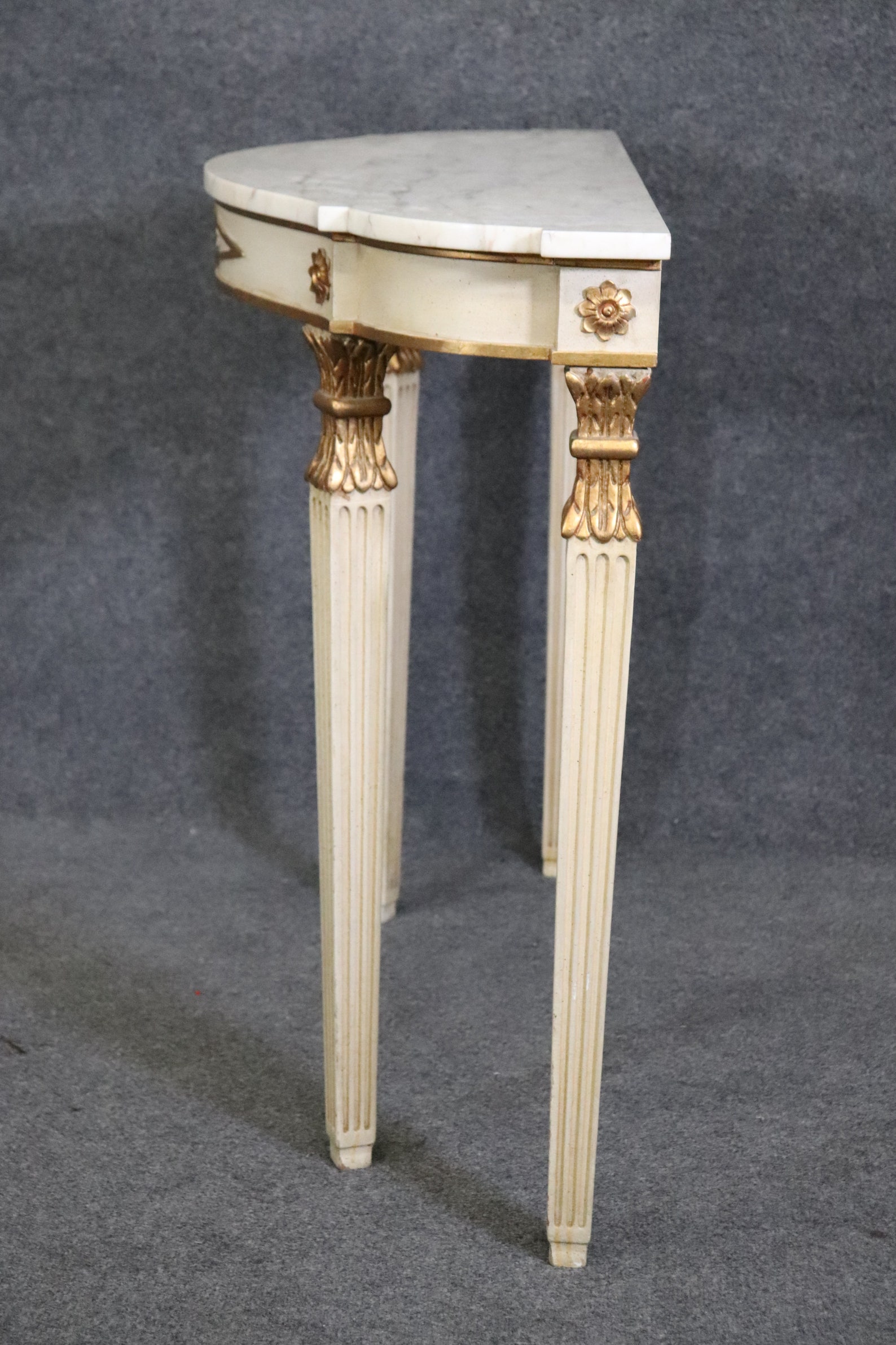 French Directoire Louis XVI Style White Paint Decorated Marble Top ...