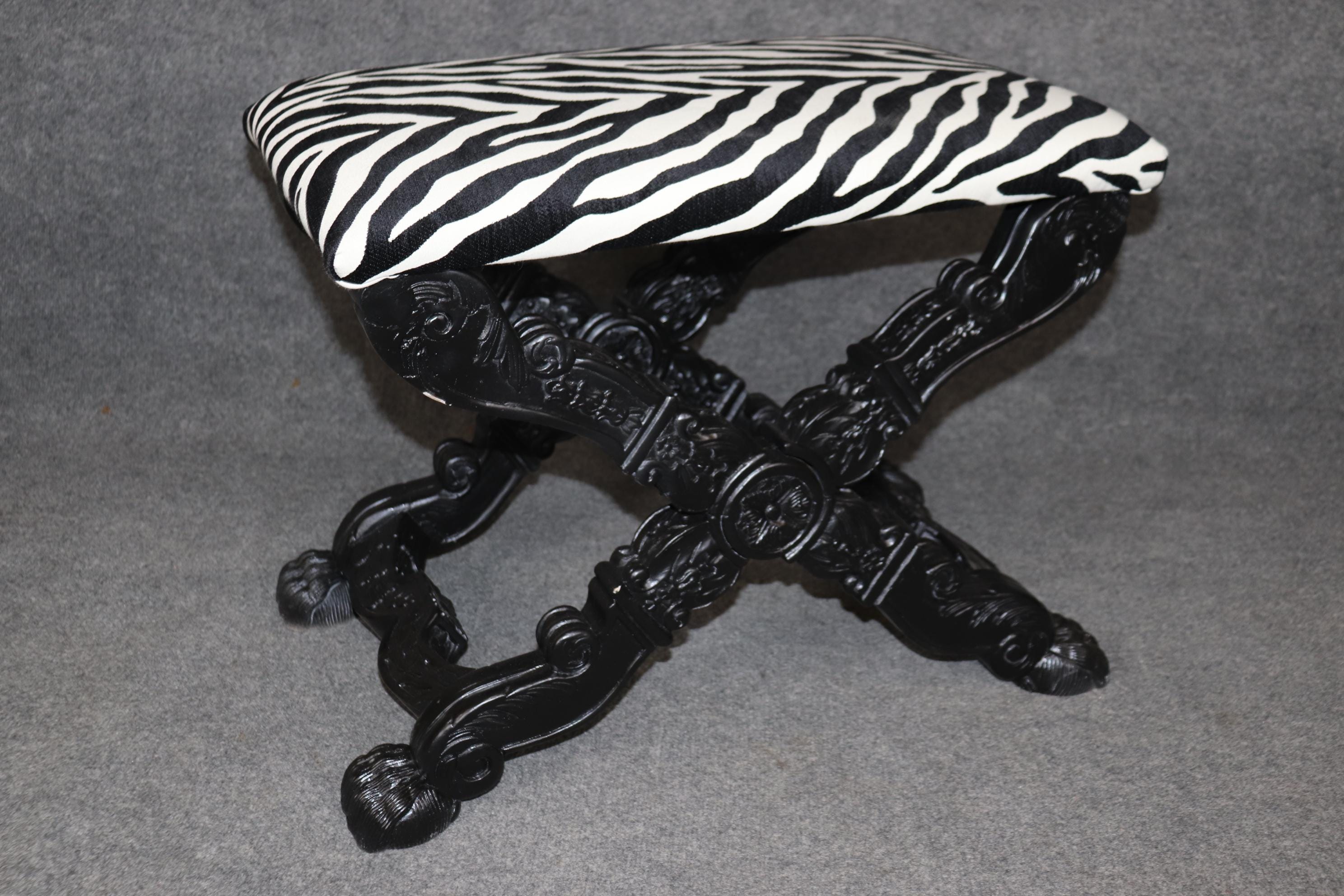 Victorian Ebonized X Benches: Zebra Print Upholstery, Pair - Etsy