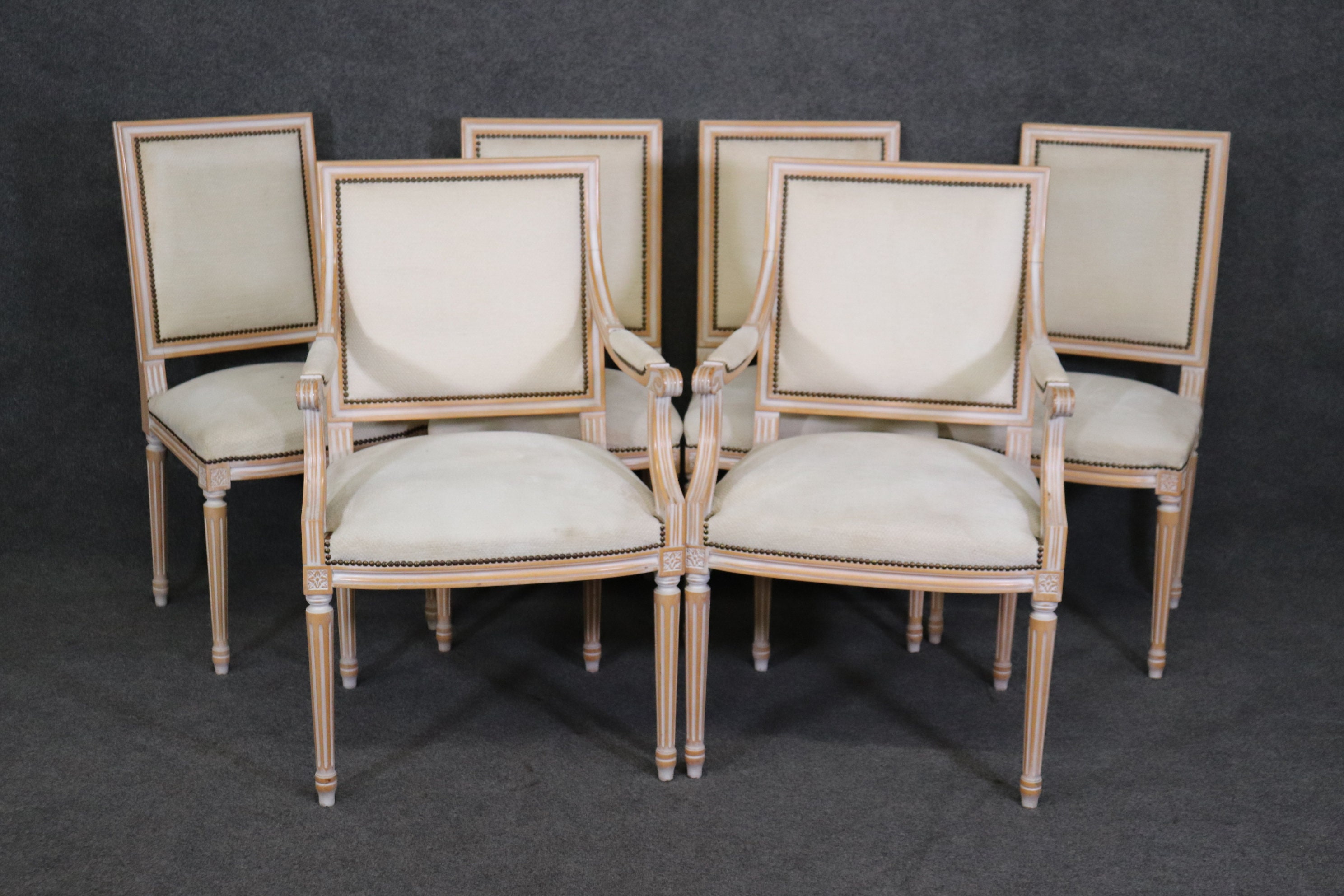 6 Louis XVI Style Paint Decorated Dining Room Chairs, Furniture, Side ...