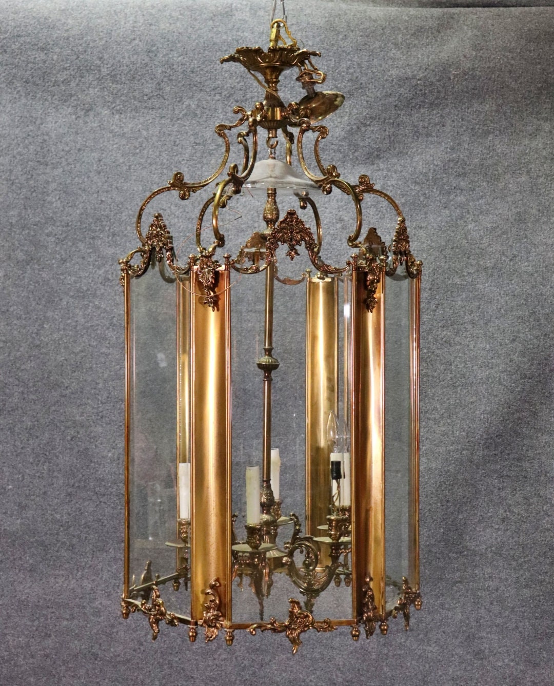 Vintage French Rococo Style Brass Lantern Chandelier, Vintage Decor ...