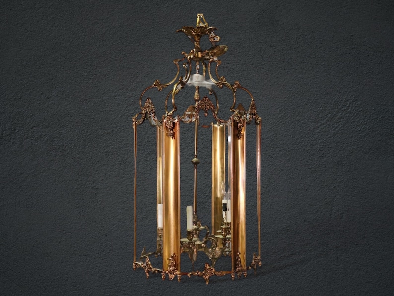 Vintage French Rococo Style Brass Lantern Chandelier, Vintage Decor ...