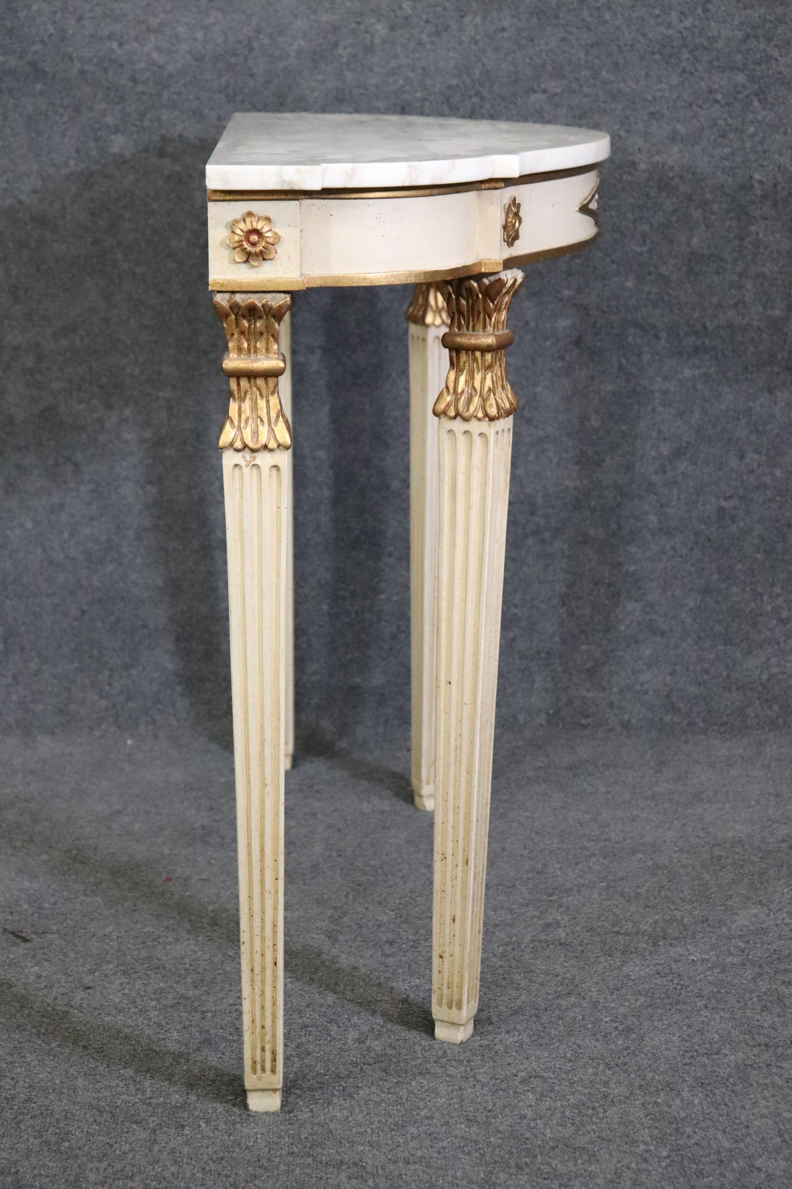French Directoire Louis XVI Style White Paint Decorated Marble Top ...