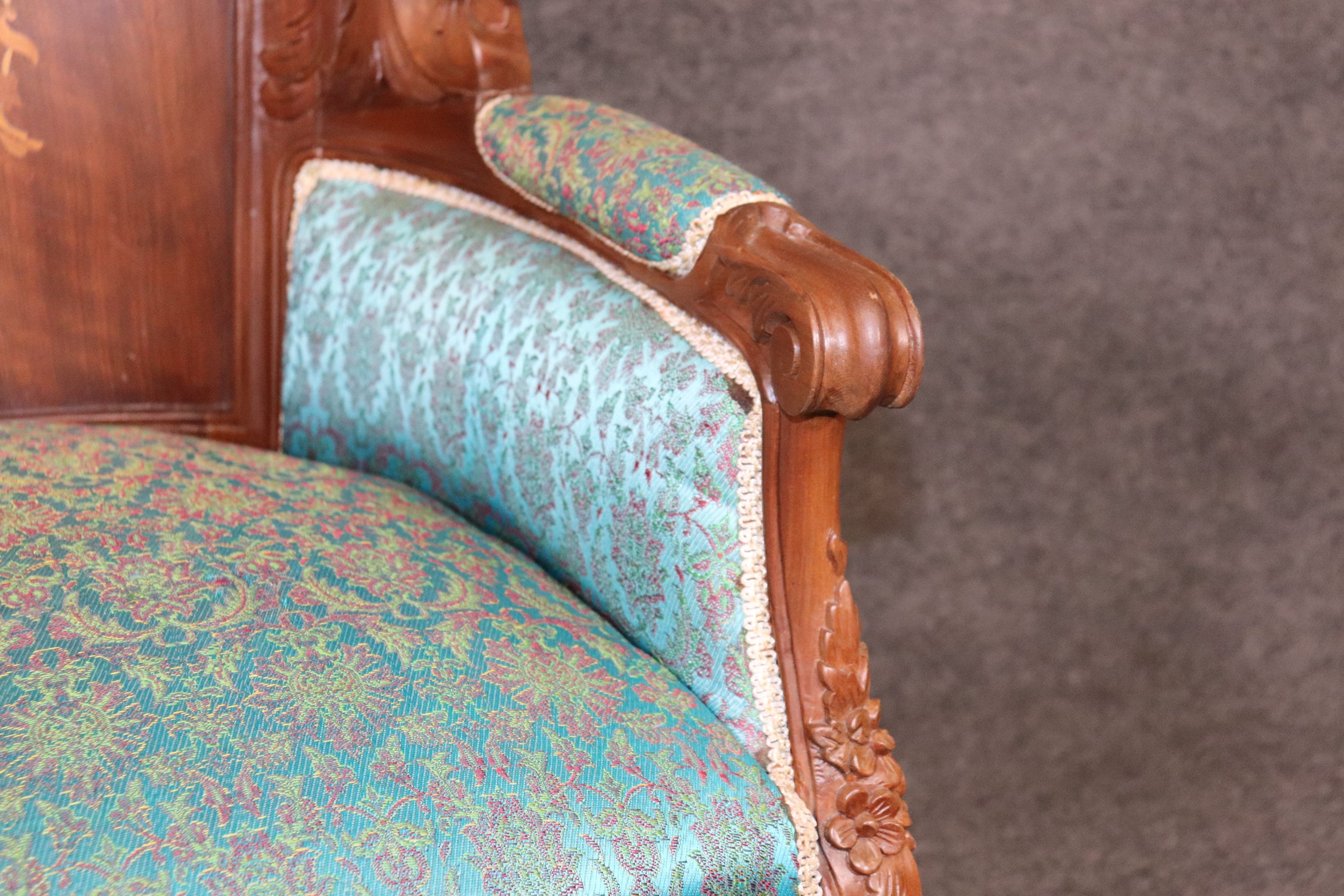 Antique Pair of Carved Louis XV Style Armchairs Bergeres With Mother of ...