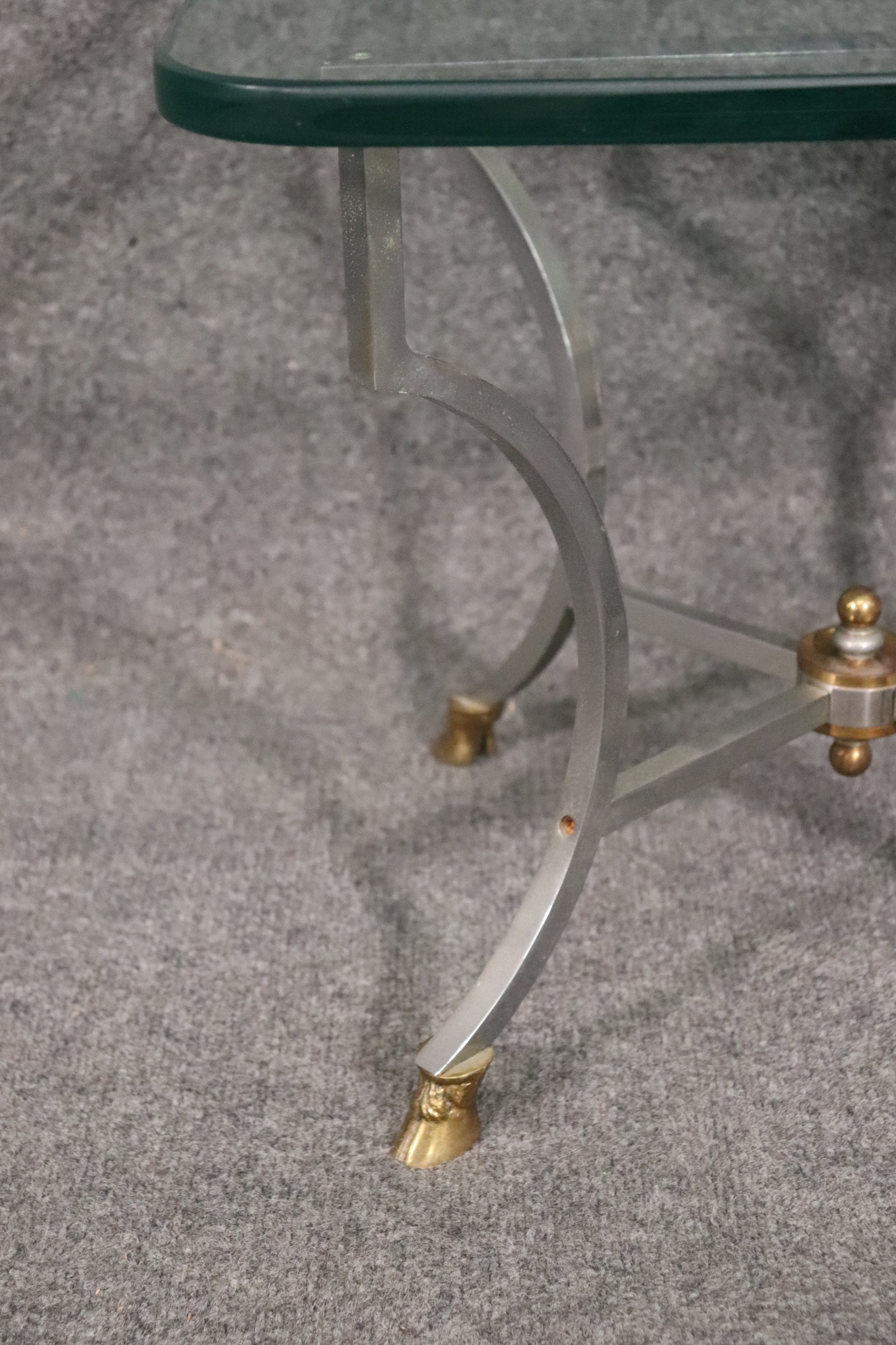 Mid Century Modern Pair of Maison Jansen Glass Top End Tables, Side ...
