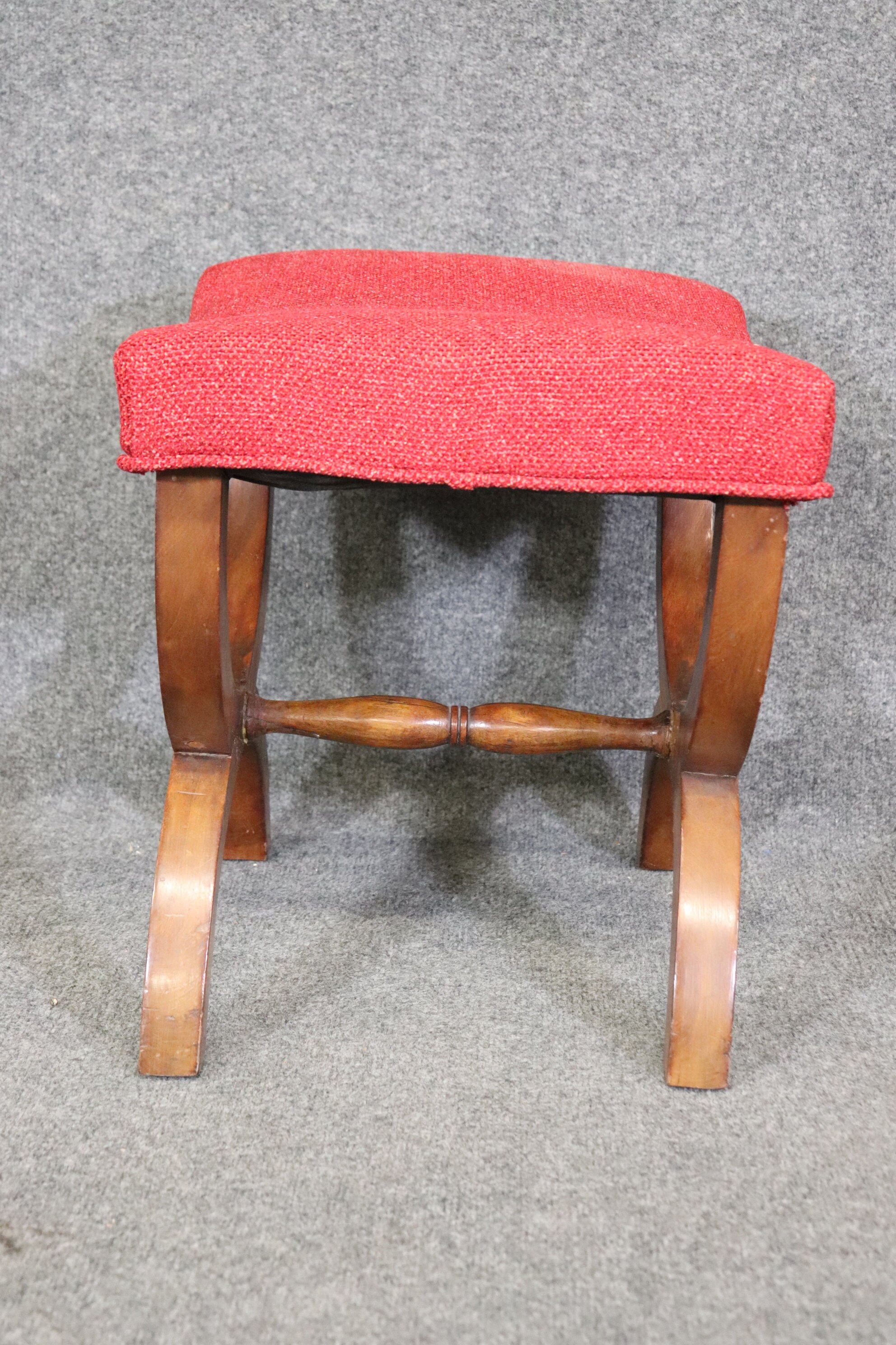 Antique 18th Century Regency Style X Bench With Red Upholstery ...
