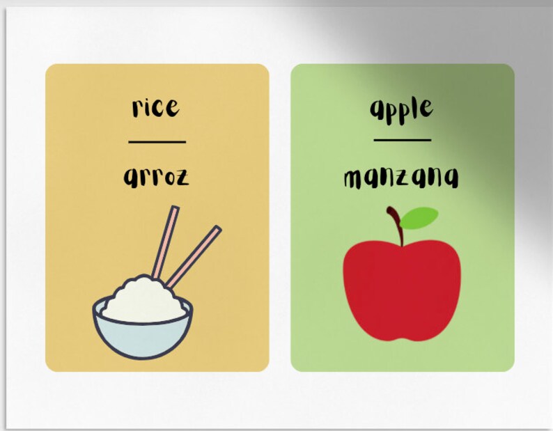 10 English and Spanish Carbohydrates Flashcards - Etsy