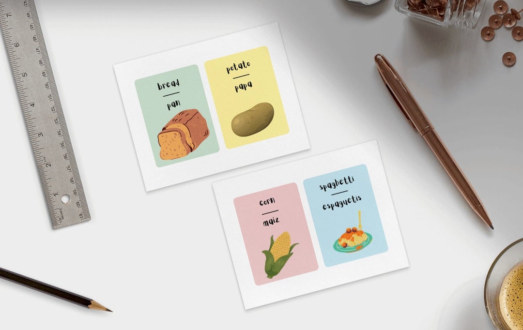 10 English and Spanish Carbohydrates Flashcards - Etsy