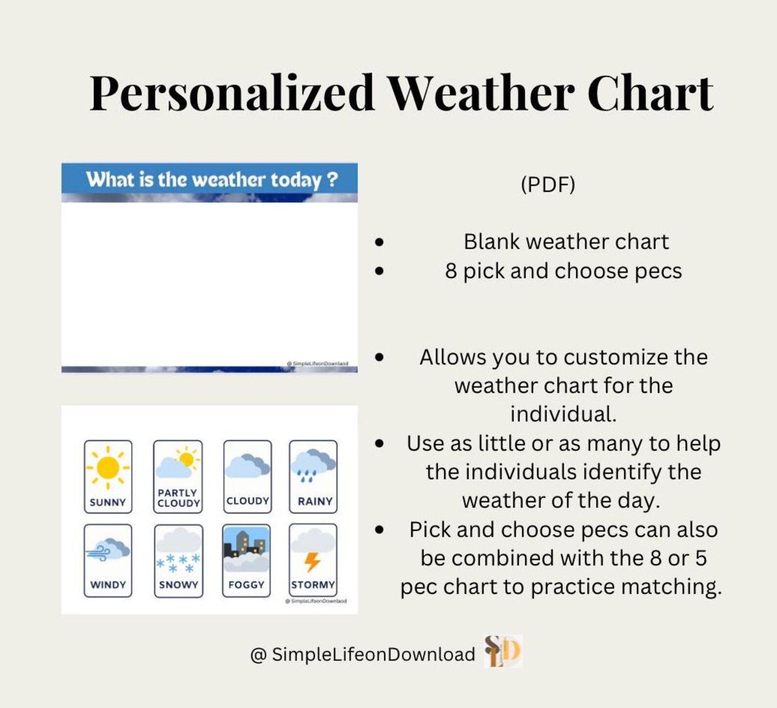 Weather Pec Chart, Visual Images, Simple, Instant Download, Printable ...