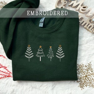 Embroidered Christmas Tree Sweatshirt, Christmas Gift, Holiday Sweater ...