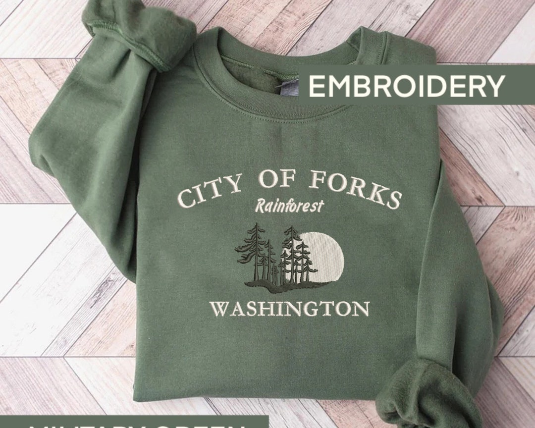 Embroidered City of Forks Washington Sweater, Washington Hoodie, Forest ...