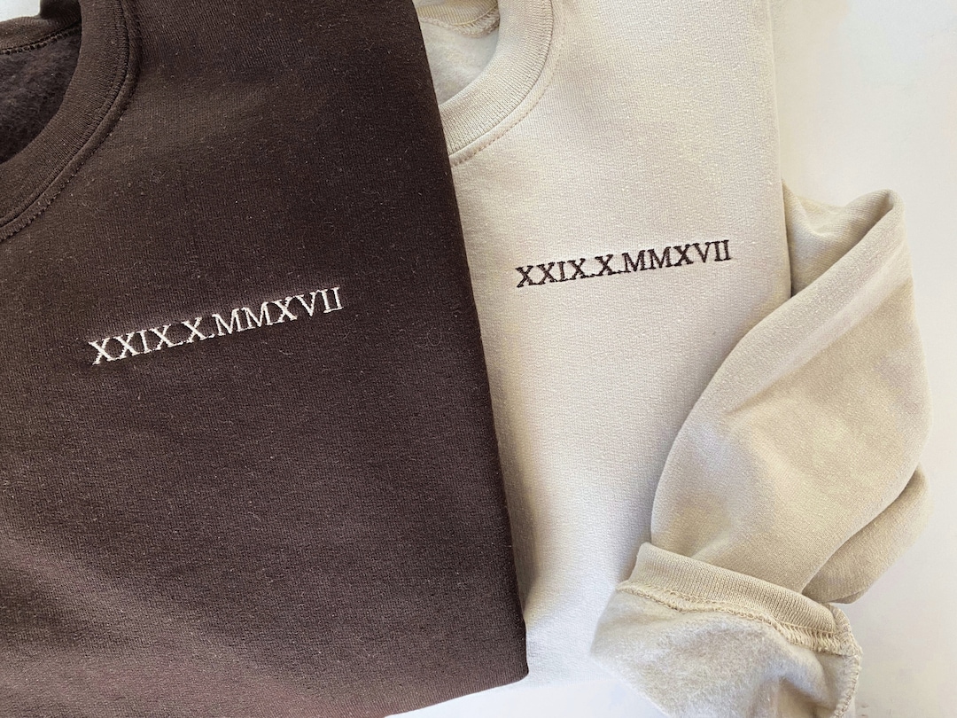 Custom Embroidered Roman Numeral Sweatshirt, Couples Gift, Couple's ...