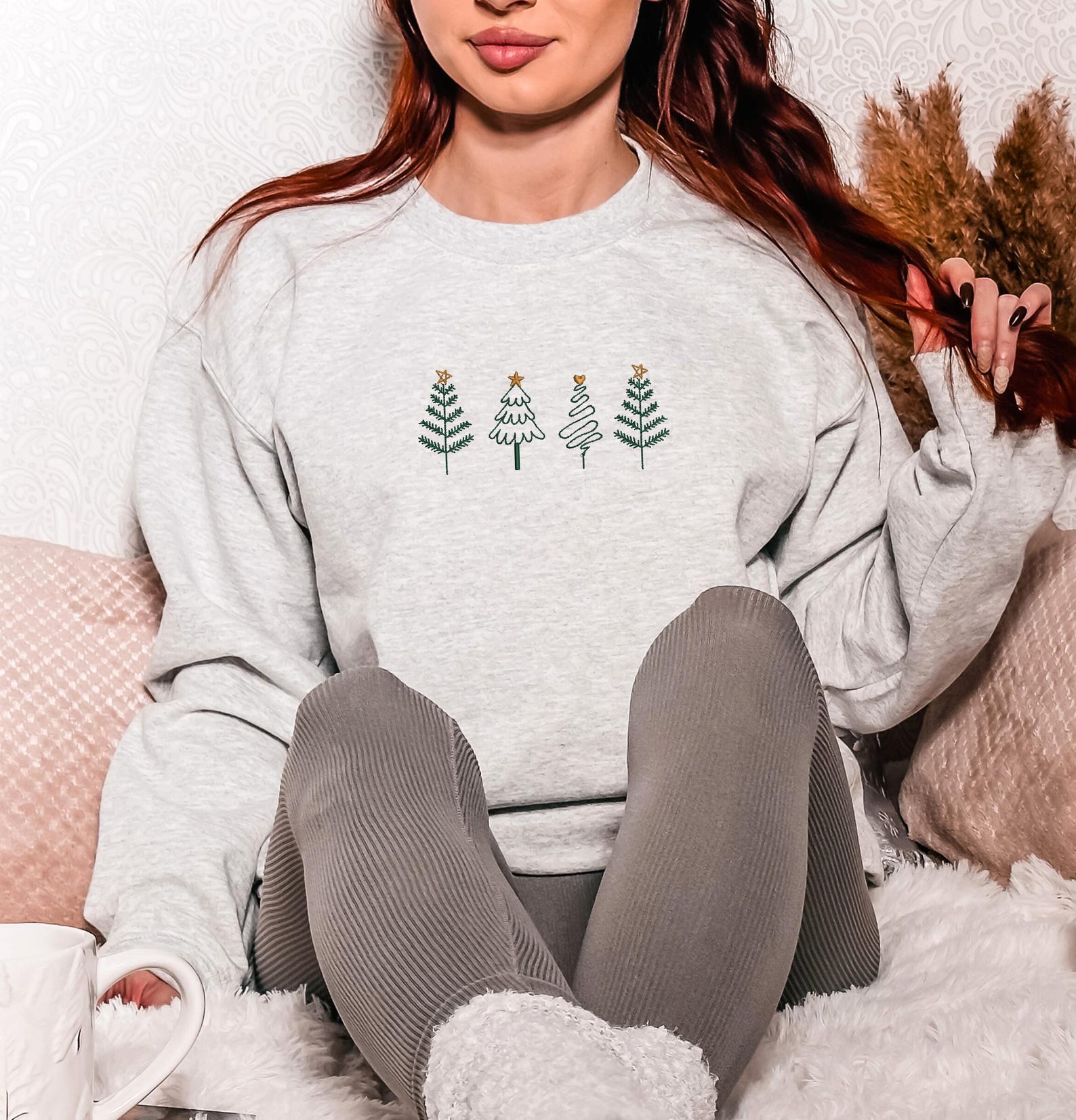 Embroidered Christmas Tree Sweatshirt, Christmas Gift, Holiday Sweater ...