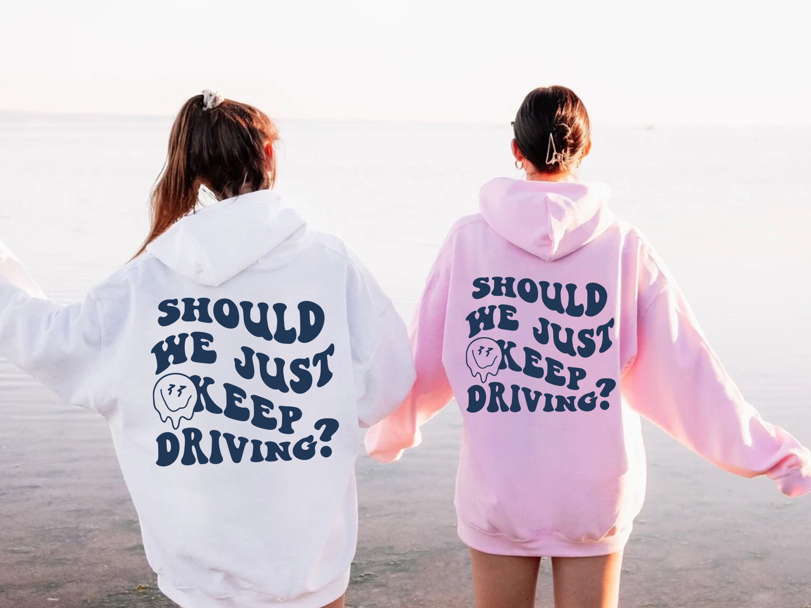 Just Keep Driving Hoodie, VSCO Girl Sweatshirt, Words on Back Sweater ...