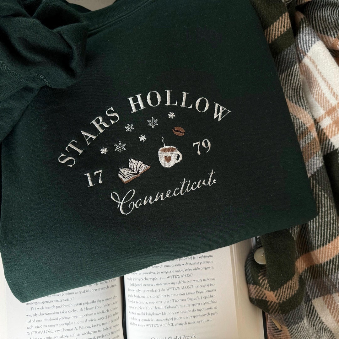 Embroidered Stars Hollow Connecticut Sweatshirt, Cozy Winter Sweatshirt ...