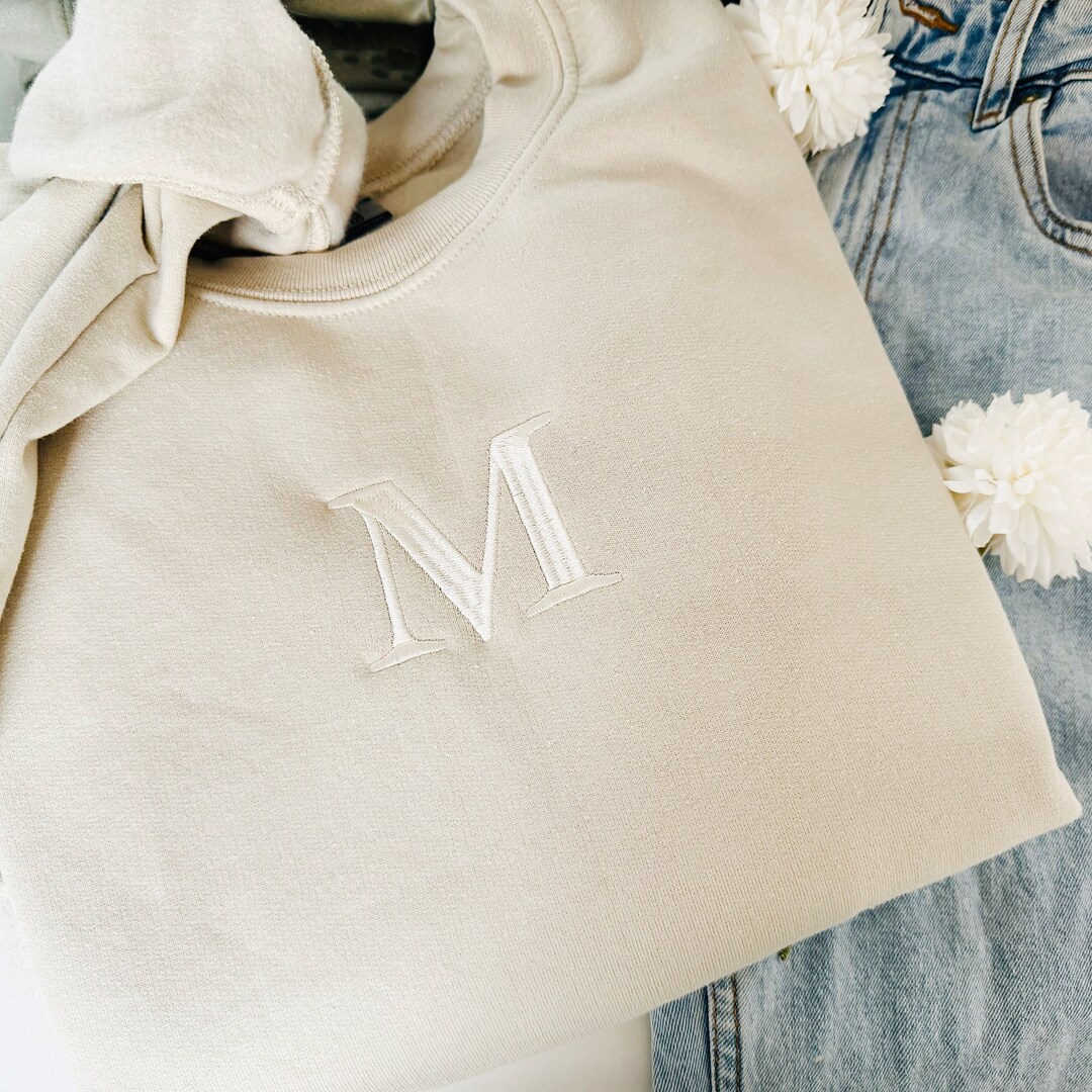 Custom Initial Embroidered Sweatshirt, Personalized Initial Hoodie ...
