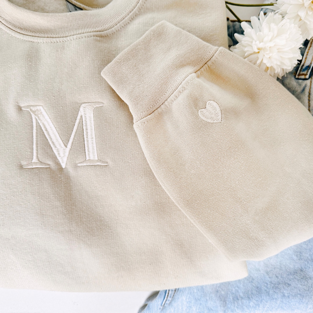 Custom Letter Embroidered Sweatshirt, Personalized Initial Hoodie ...