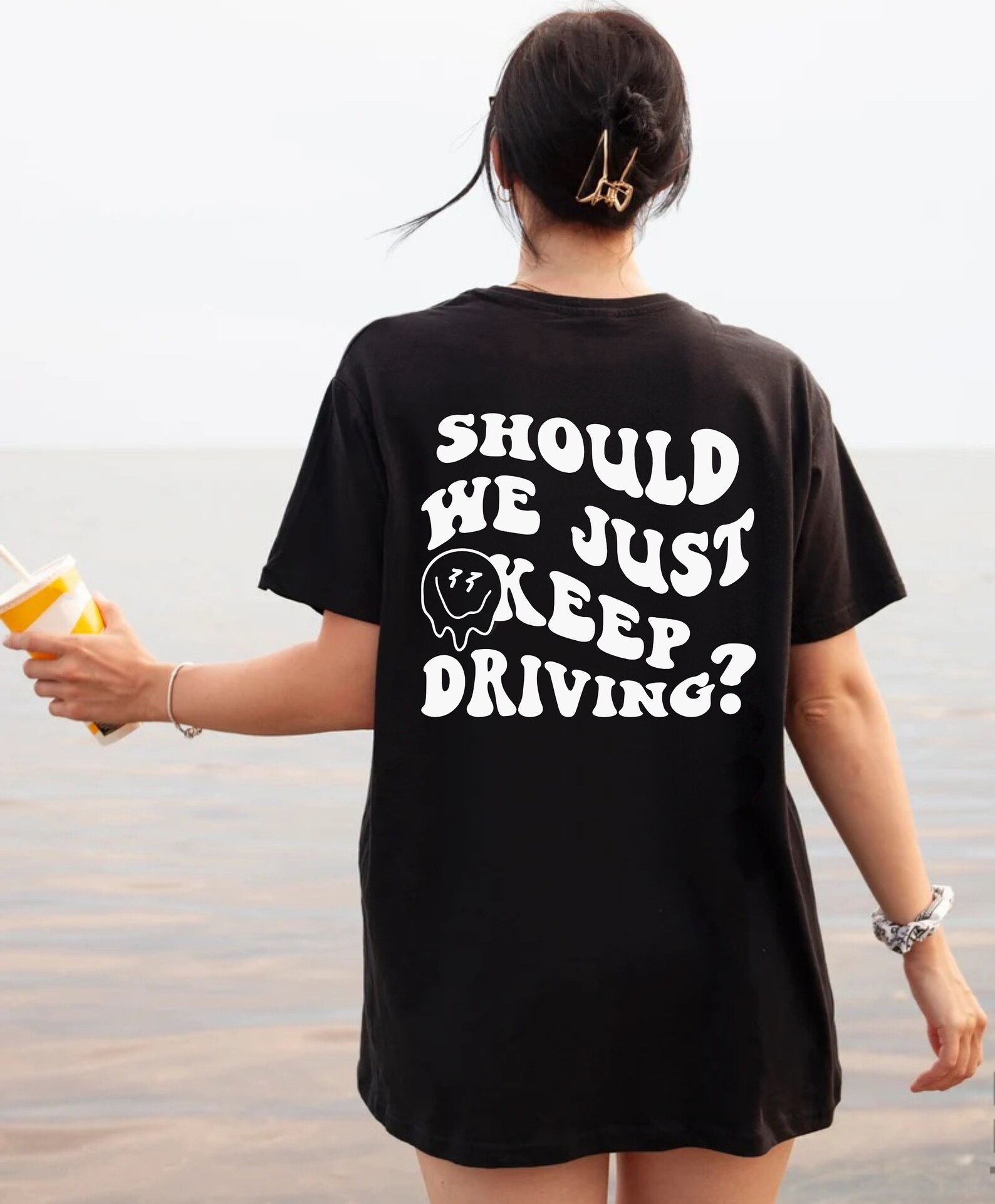 Just Keep Driving Hoodie, VSCO Girl Sweatshirt, Words on Back Sweater ...
