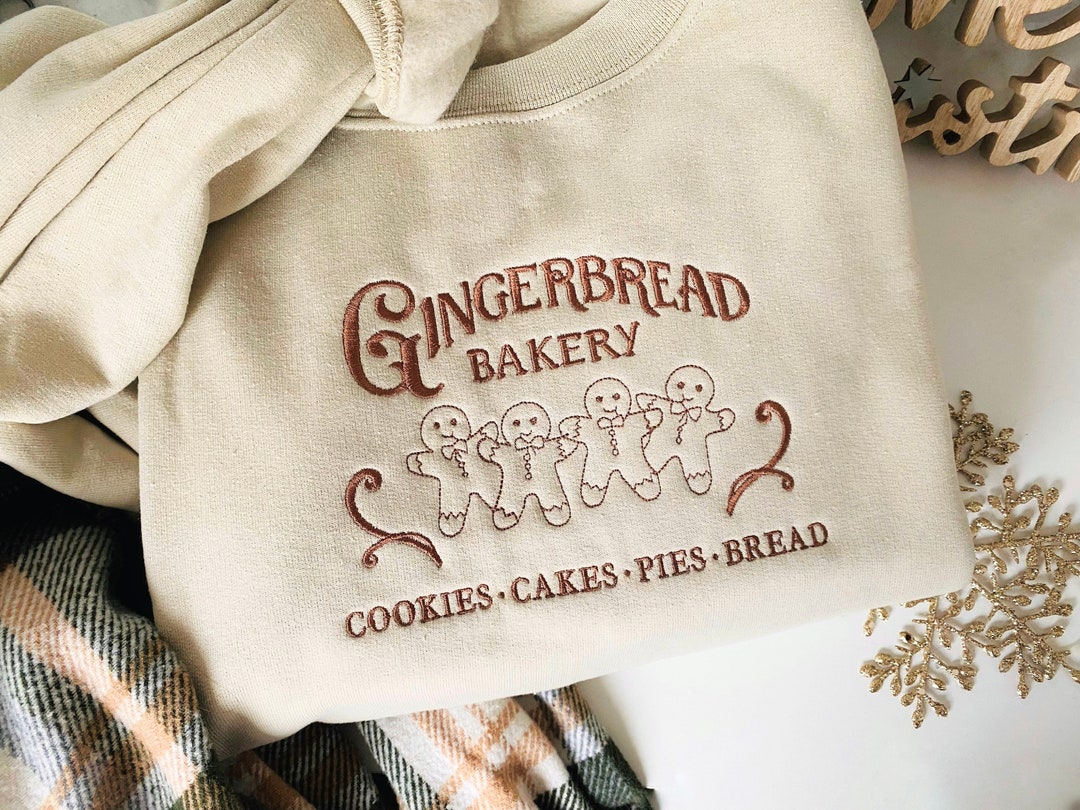 Embroidered Gingerbread Christmas Sweatshirt, Gingerbread Crewneck ...