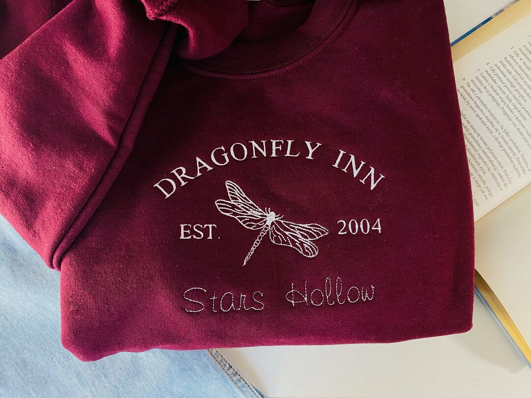 Embroidered Dragonfly Sweatshirt , Stars Hollow Connecticut, Dragonfly ...