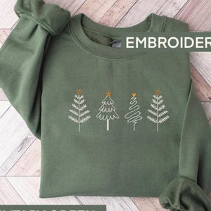 Embroidered Christmas Tree Sweatshirt, Christmas Gift, Holiday Sweater ...