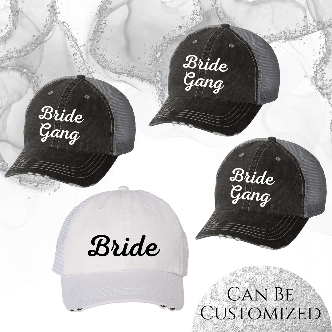 Bride & Bride Gang Baseball Hats Customizable Wedding Party Vegas ...