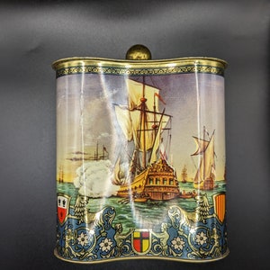 Vintage Candy/tea Tin Nautical Old World Design - Etsy