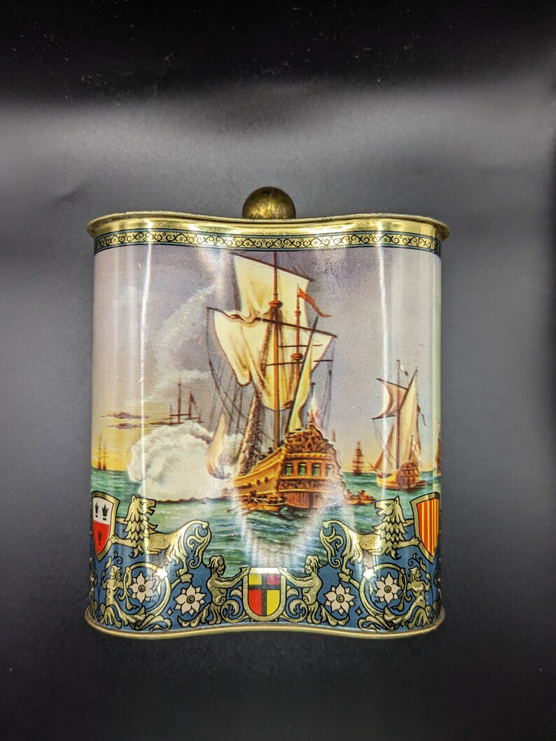 Vintage Candy/tea Tin Nautical Old World Design - Etsy