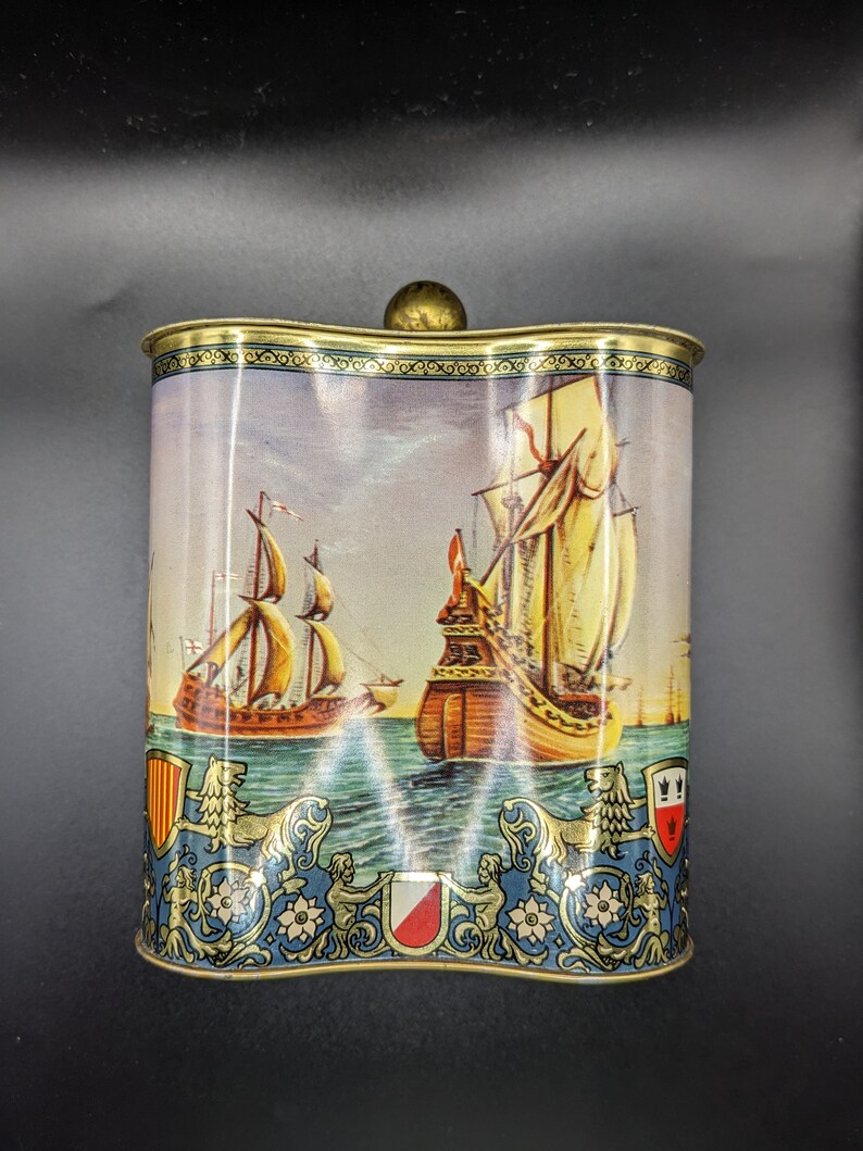 Vintage Candy/tea Tin Nautical Old World Design - Etsy