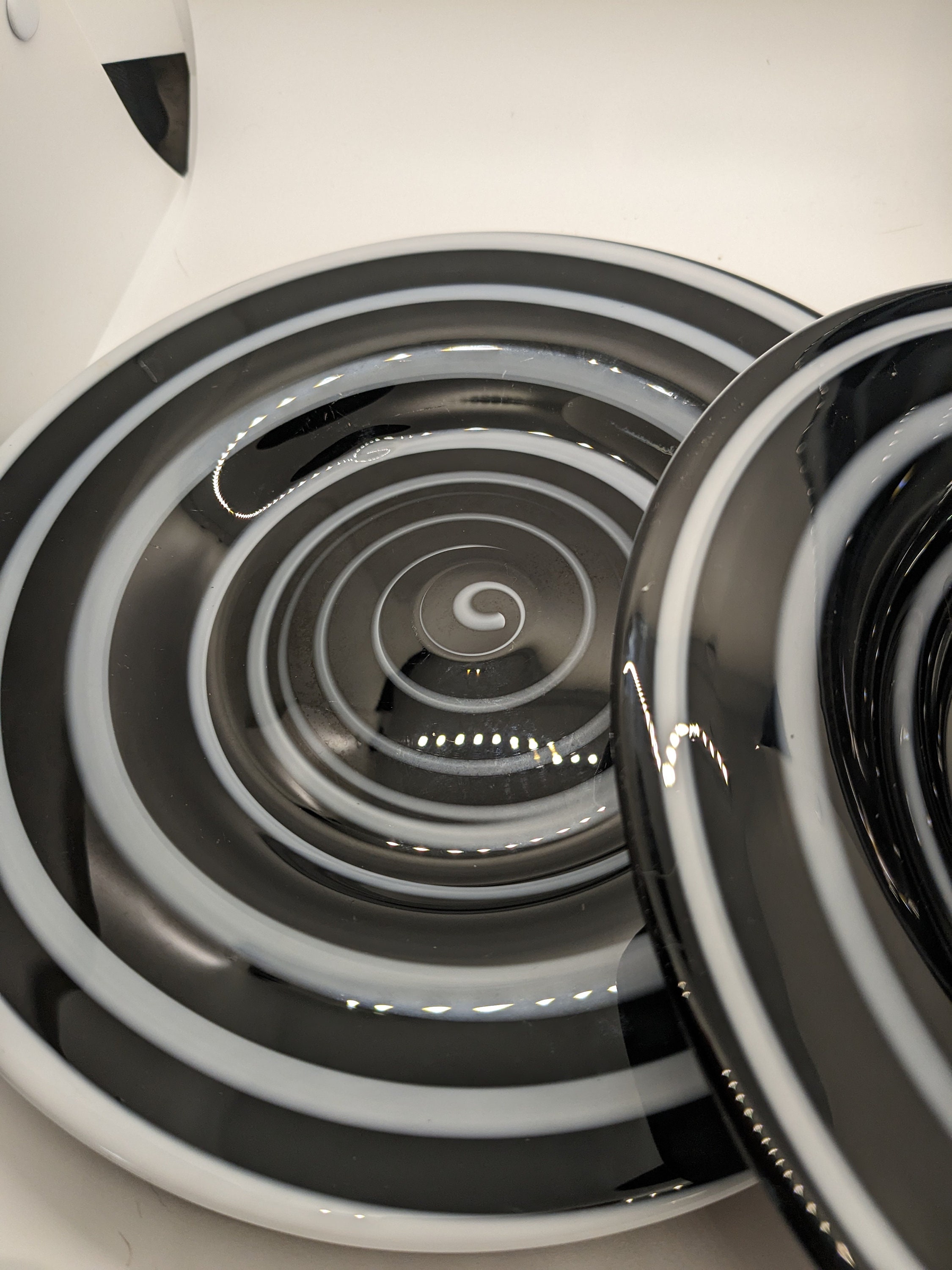 Art Glass Black and White Swirl Plates - Etsy
