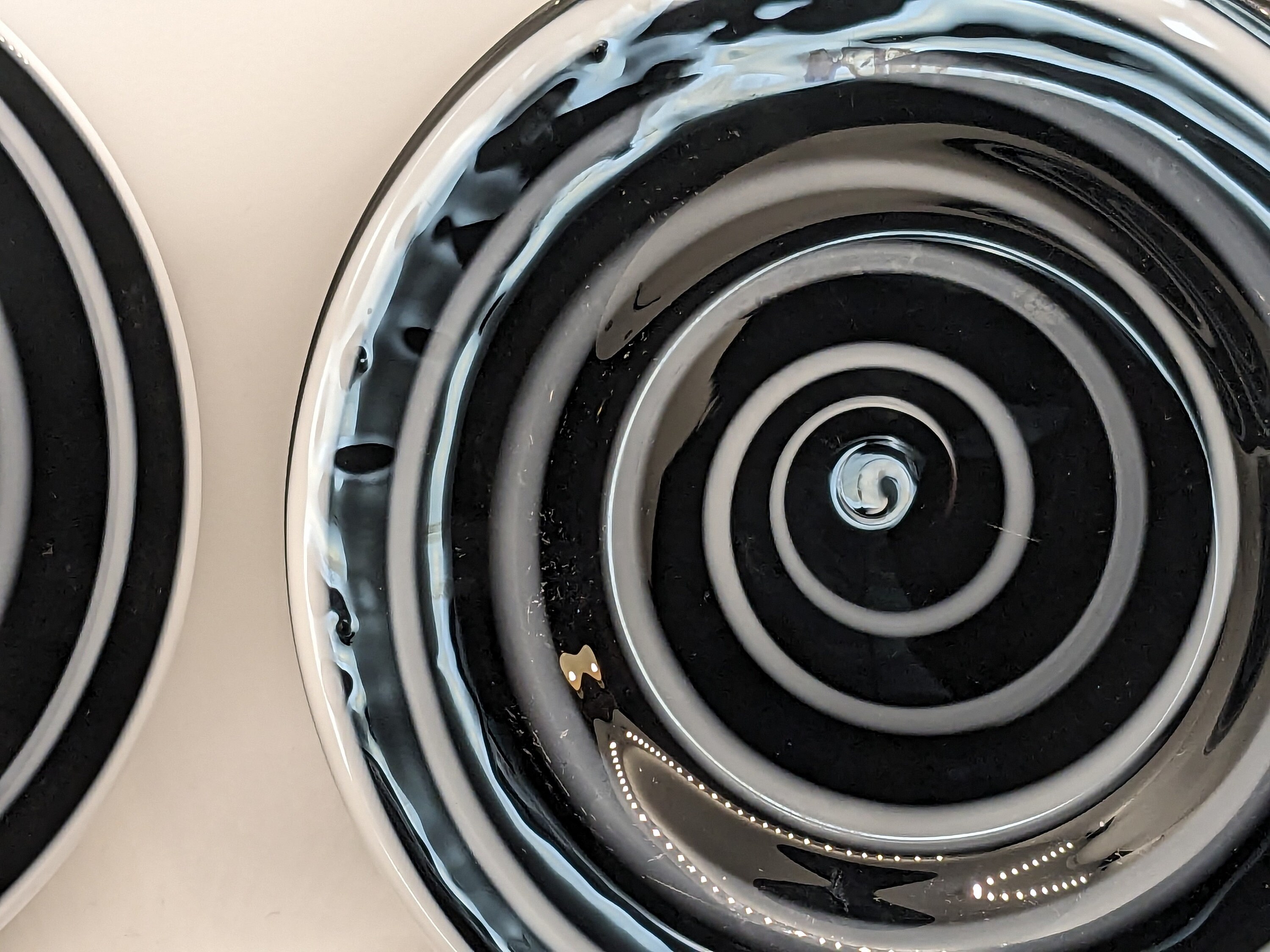 Art Glass Black and White Swirl Plates - Etsy