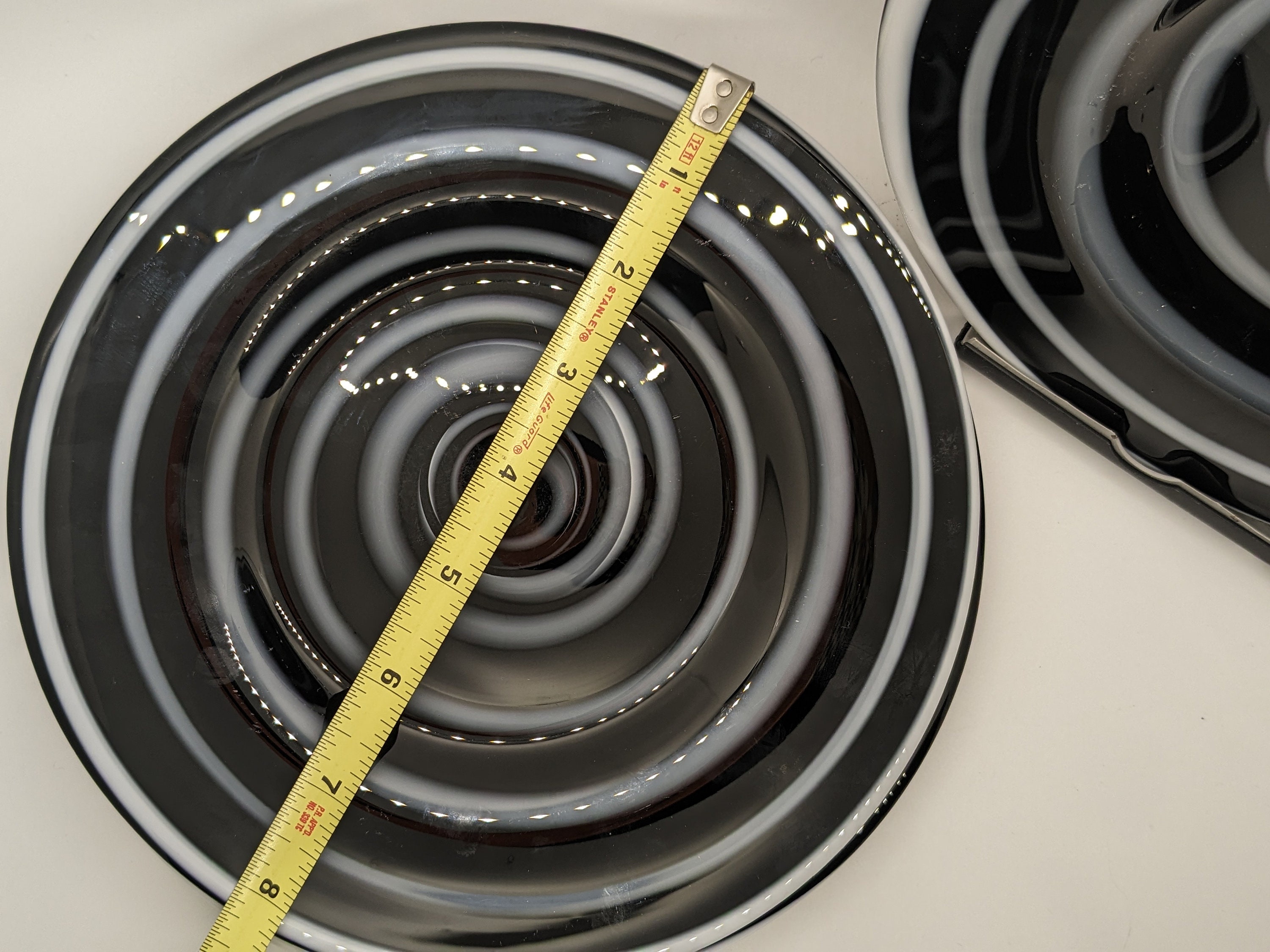 Art Glass Black and White Swirl Plates - Etsy