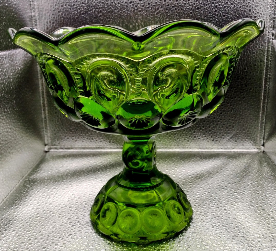 Moon and Star Compote Green by L.E. Smith - Etsy