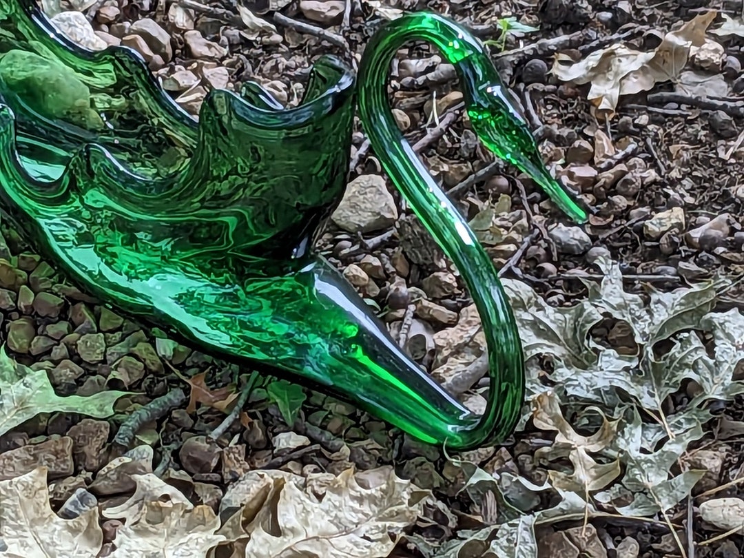 Glass Swan Blown Large Forest Green by Sooner Glass Co. - Etsy