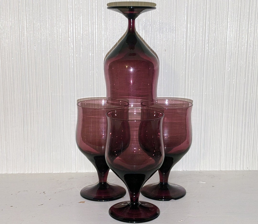 Amethyst Stemware Goblets Set of 4 - Etsy