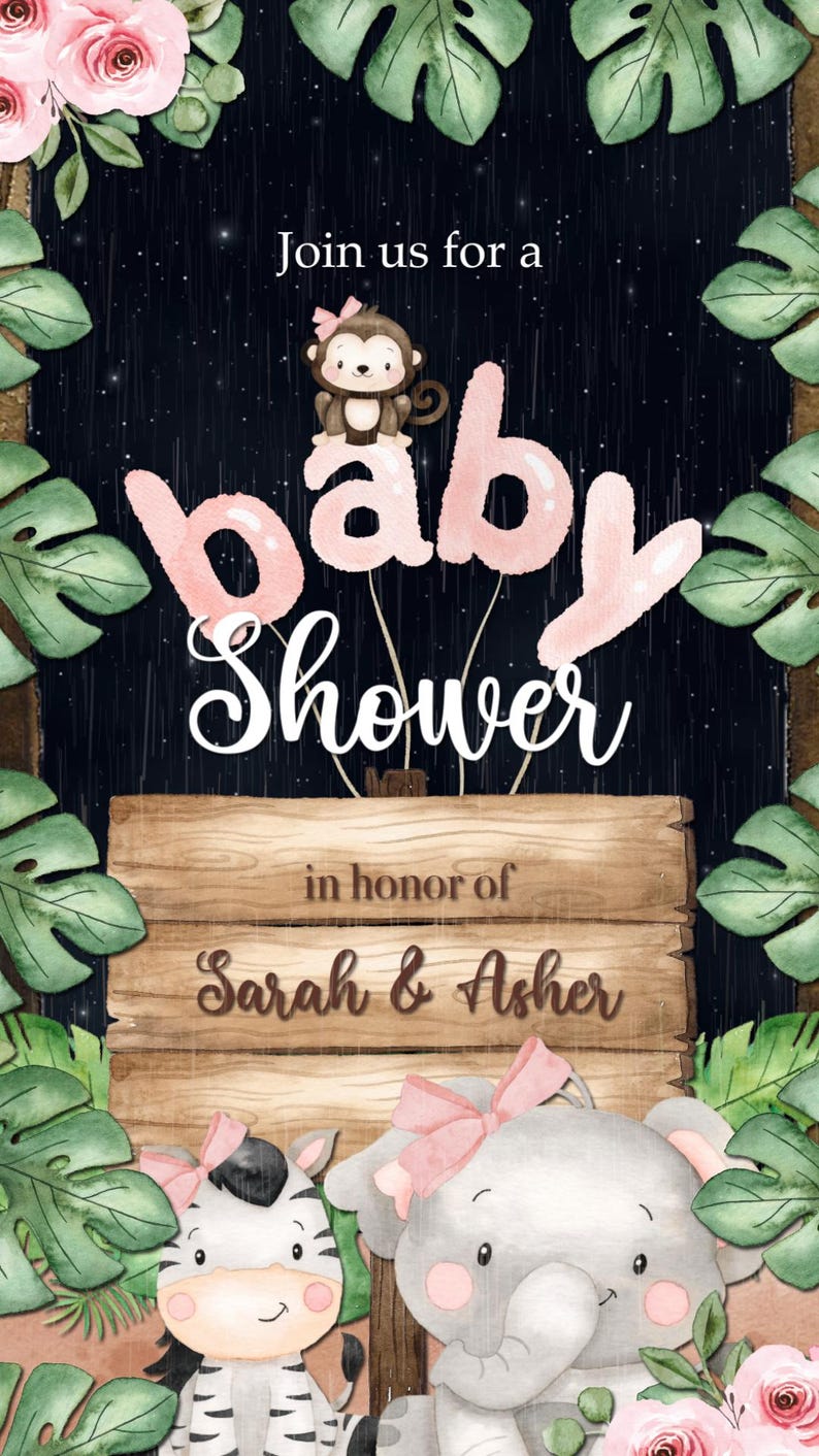 Safari Baby Shower Video Invitation, Zoo Animal Evite (digital) - Etsy