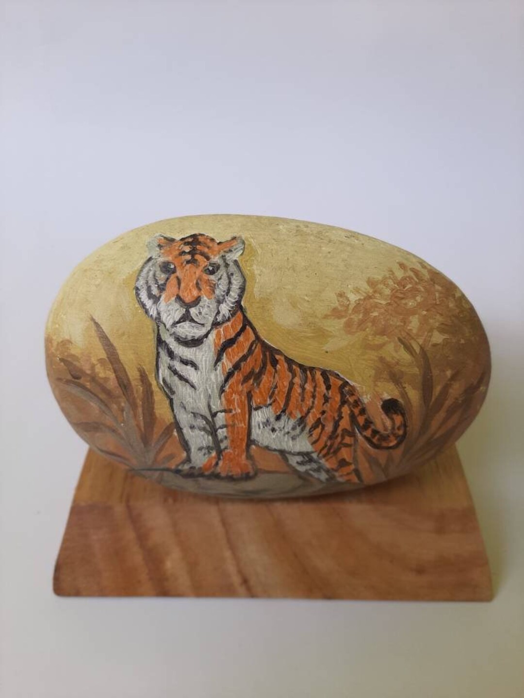 Hand Painted Rock, Stone Art, Rock Painting, Animal, Tiger Painting ...