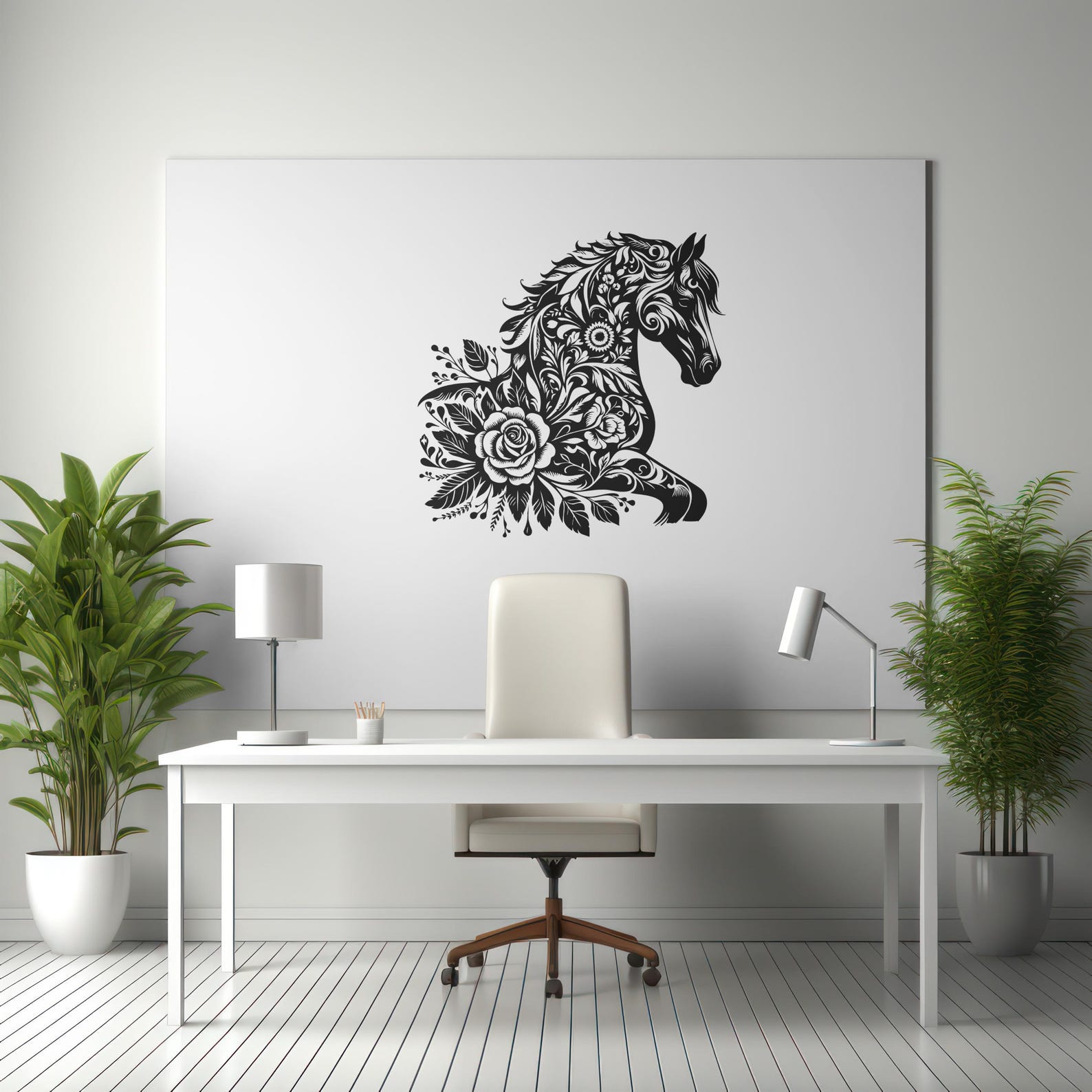 Floral Horse Silhouette SVG | Boho Animal Art for Cricut & Printables ...