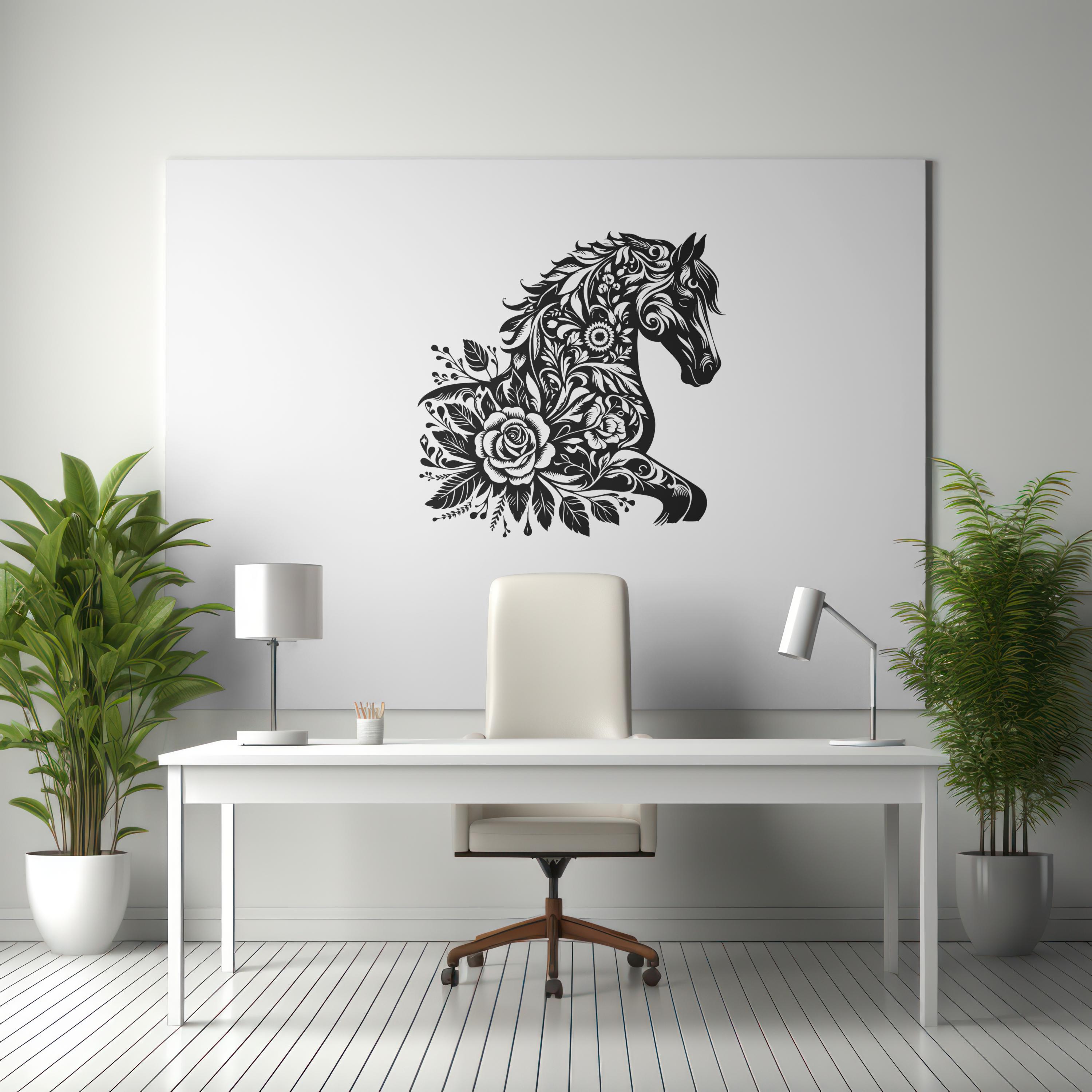 Floral Horse Silhouette SVG | Boho Animal Art for Cricut & Printables ...