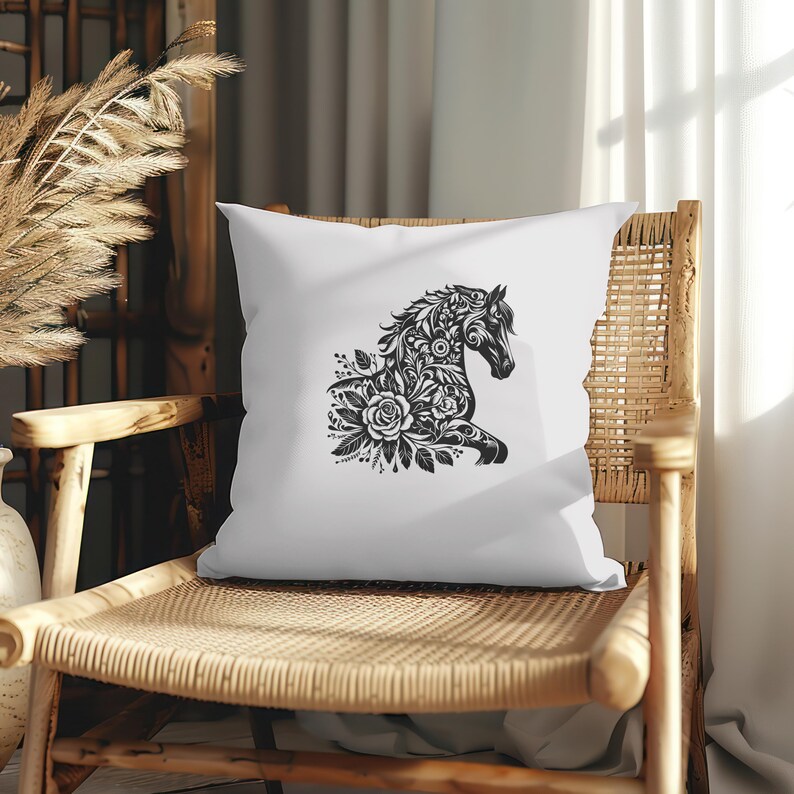 Floral Horse Silhouette SVG | Boho Animal Art for Cricut & Printables ...