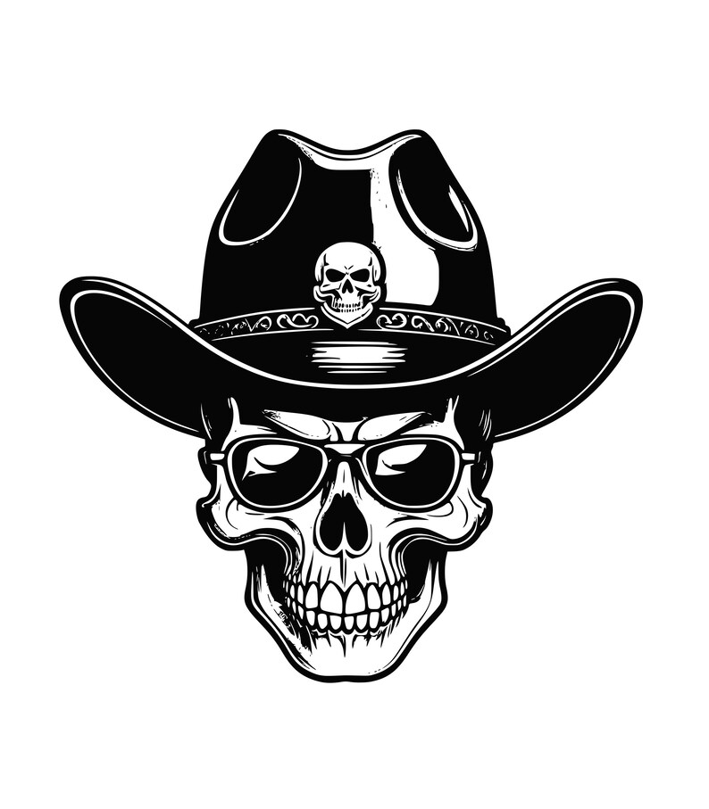 Cowboy Skull | SVG PNG PDF | Rustic Outlaw Art | Southwestern Art ...