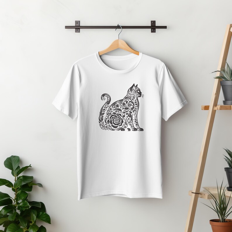Floral Cat Silhouette SVG | Mandala Cat Design for Cricut & Laser Cut ...