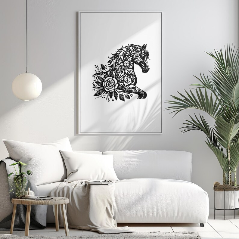 Floral Horse Silhouette SVG | Boho Animal Art for Cricut & Printables ...